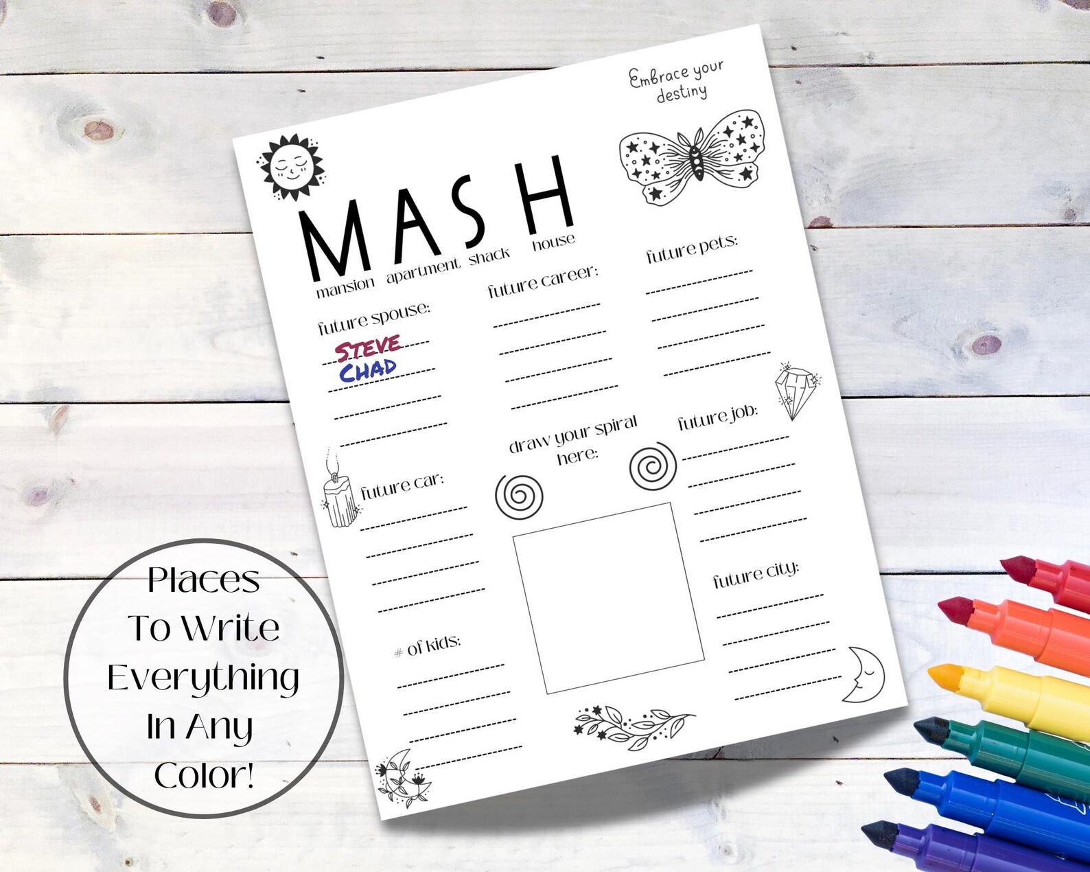 Fortune Telling MASH Game, Y2K Throwback With 7 Categories, Perfect for ...