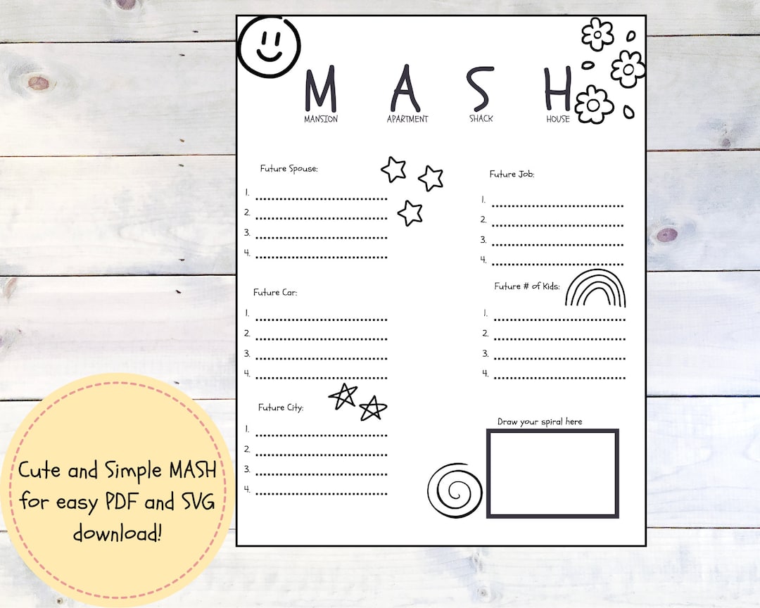 MASH Game in Cute Black and White, Y2K Game Will Be the Hit at Any ...