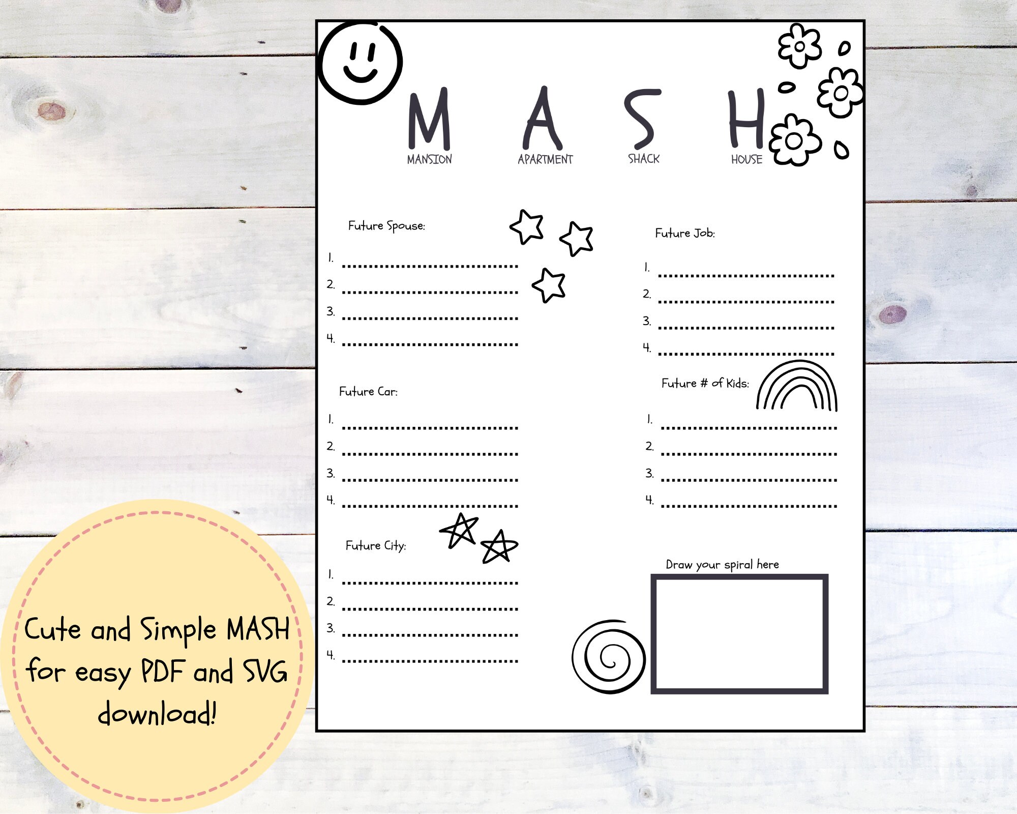 MASH Game in Cute Black and White, Y2K Game Will Be the Hit at Any ...