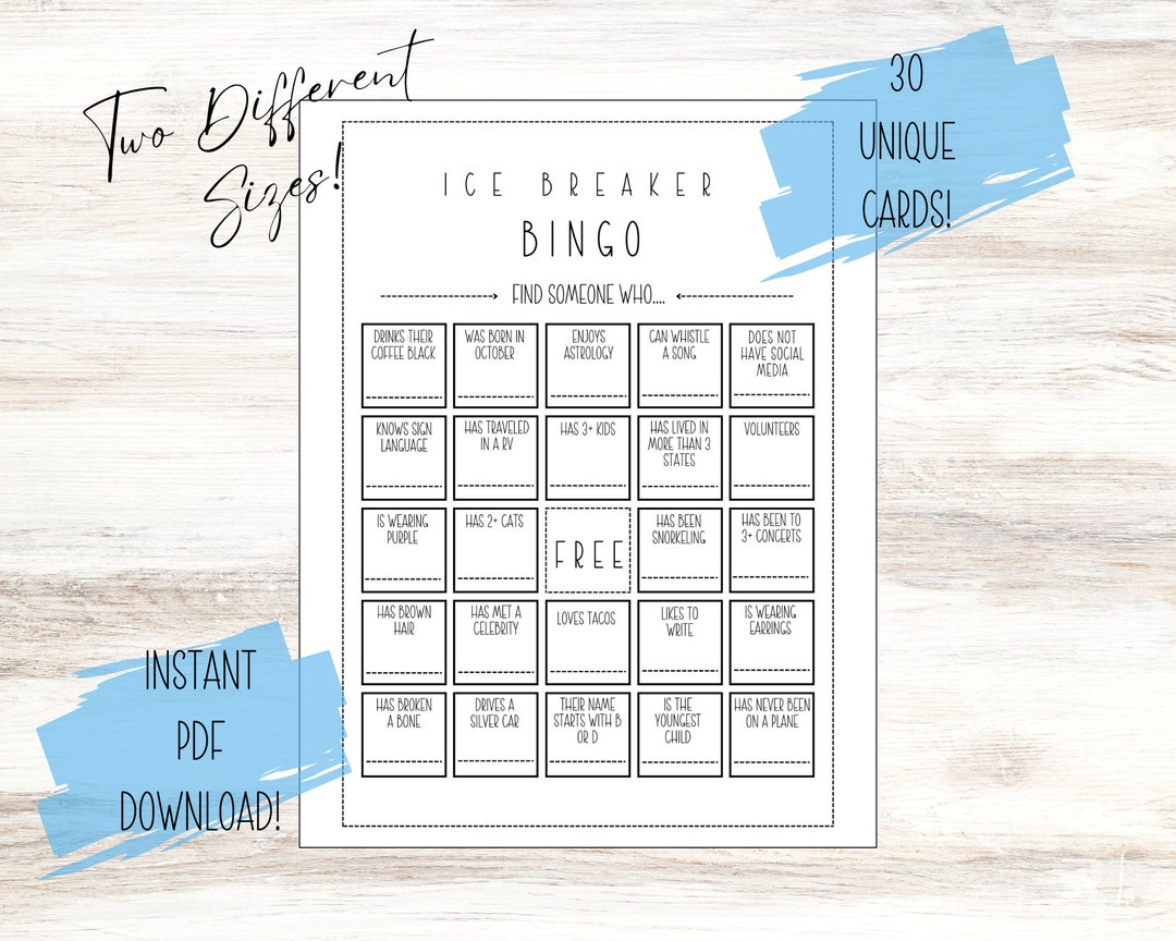 Ice Breaker Bingo Game for Team Building & Office Parties- Easy to ...