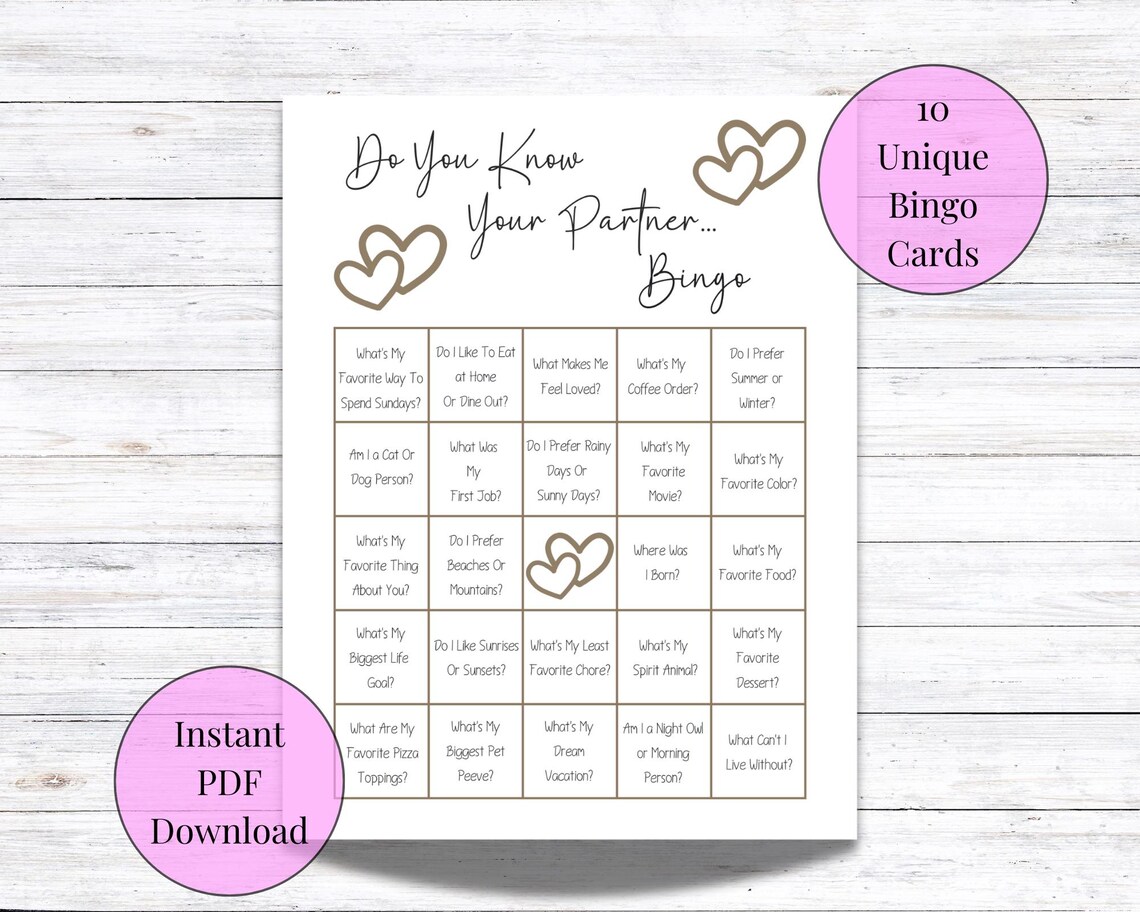 Date Night Bingo, How Well Do You Know Your Partner Bingo Perfect for ...