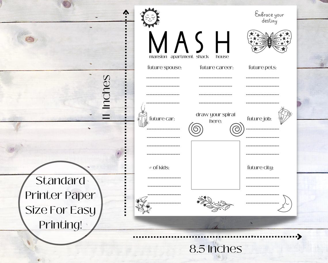 Fortune Telling MASH Game, Y2K Throwback With 7 Categories, Perfect for ...