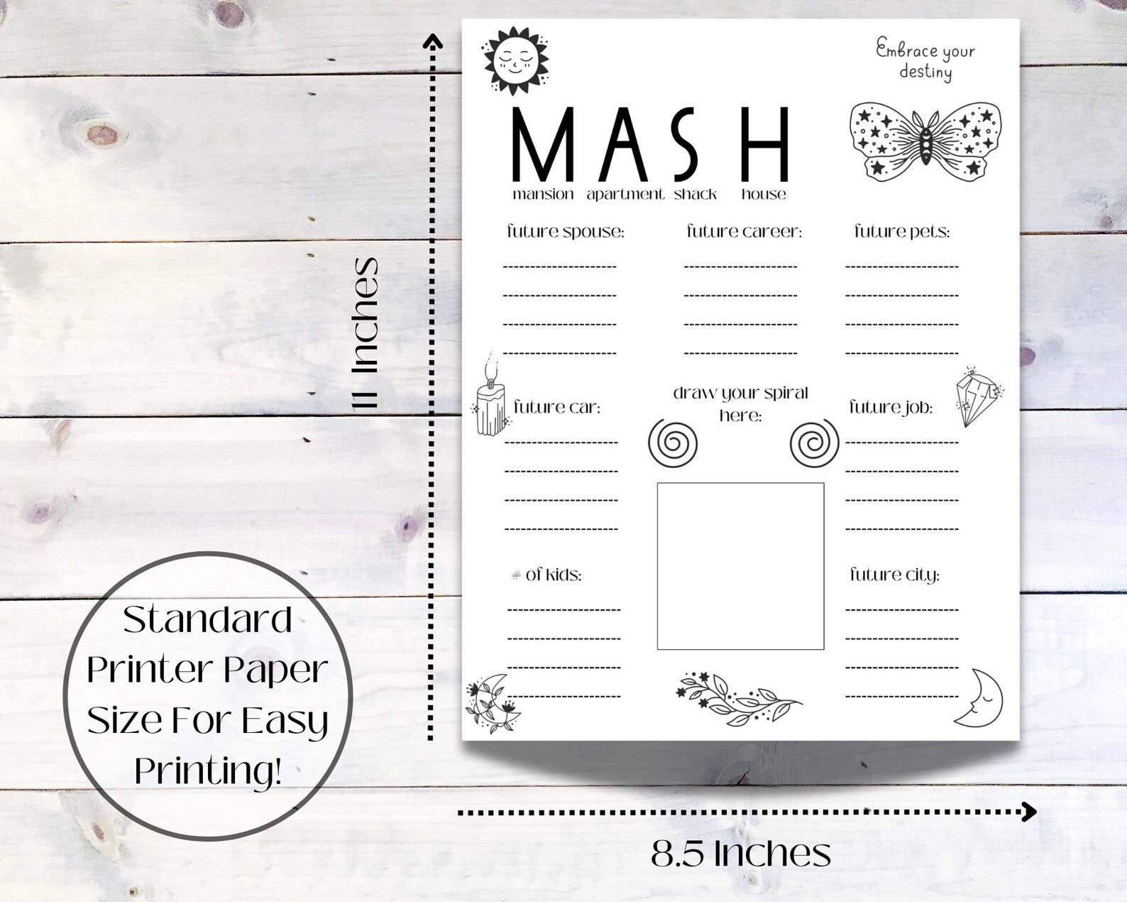 Fortune Telling MASH Game, Y2K Throwback With 7 Categories, Perfect for ...