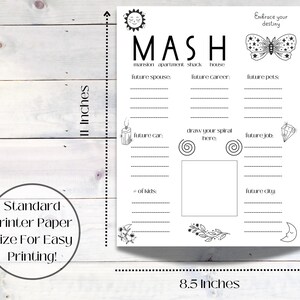 Fortune Telling MASH Game, Y2K Throwback With 7 Categories, Perfect for ...