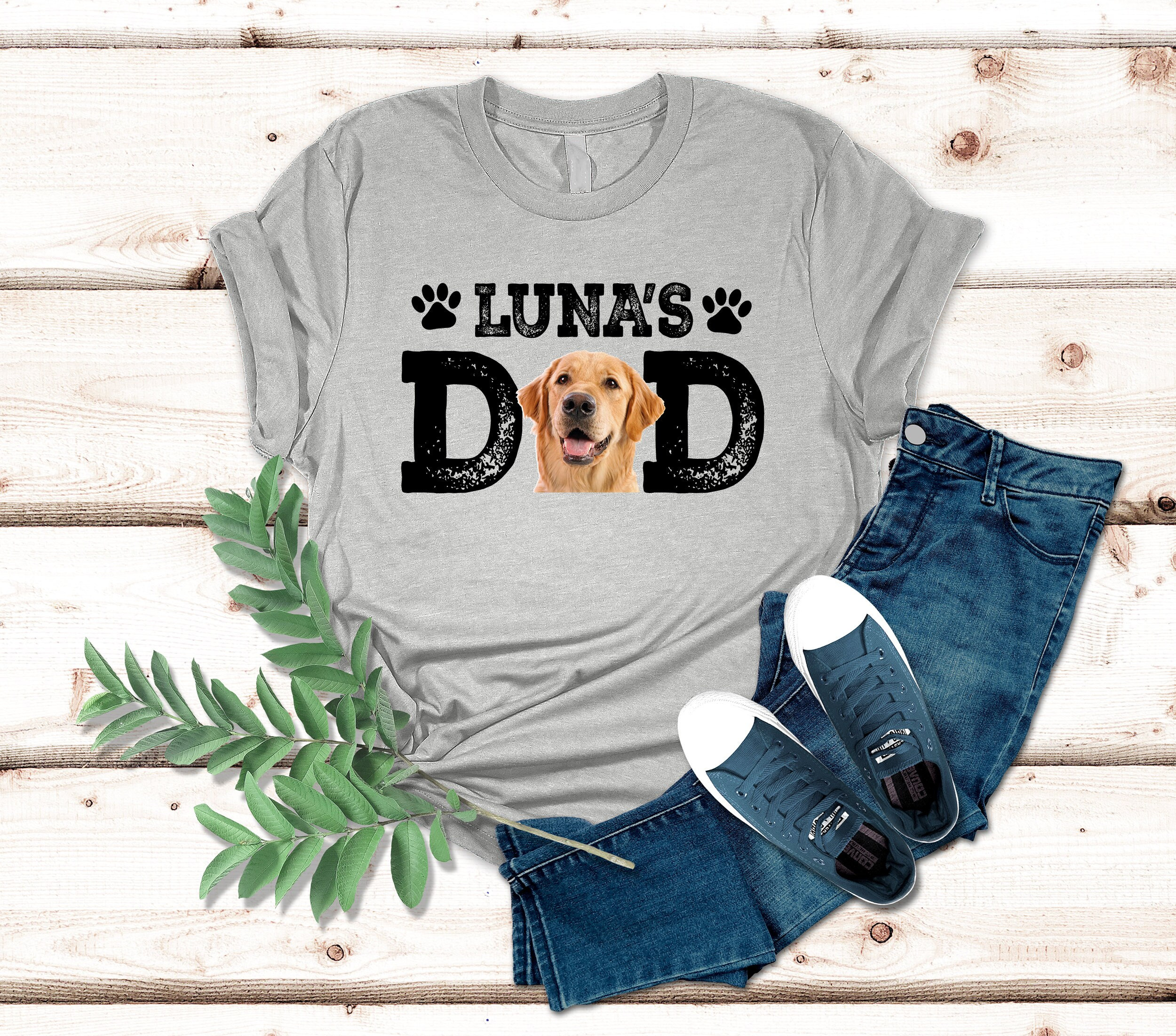 Personalized Dog Dad With Dog Face Photo on Shirt, Custom Dogs Photo ...