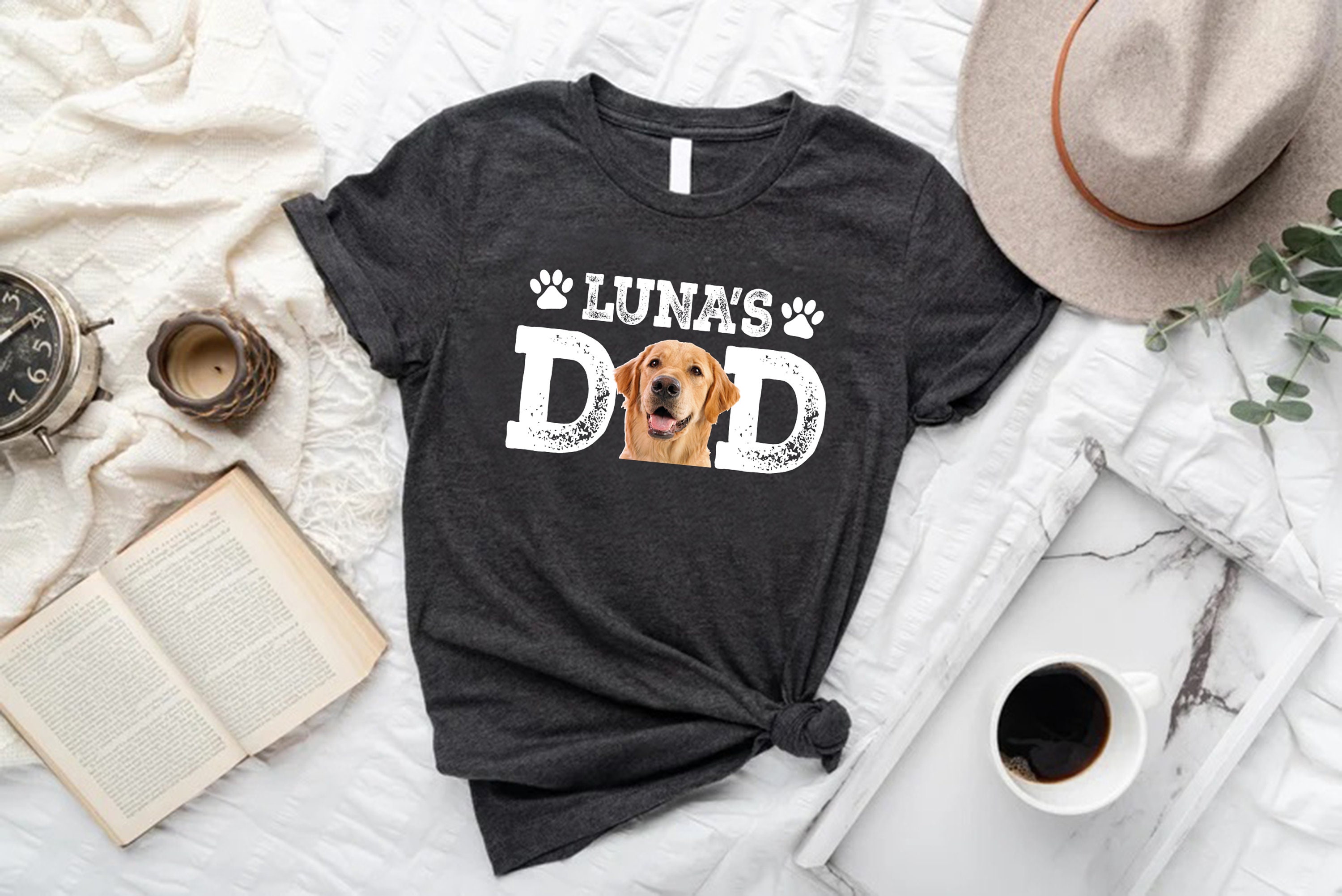 Personalized Dog Dad With Dog Face Photo on Shirt, Custom Dogs Photo ...