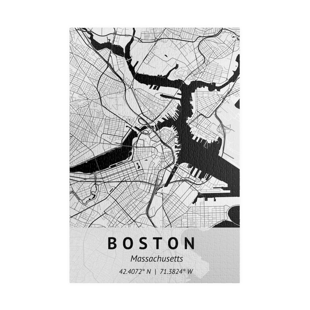 Boston Massachusetts City Map Print Jigsaw Puzzle Wall Decor Map Print ...