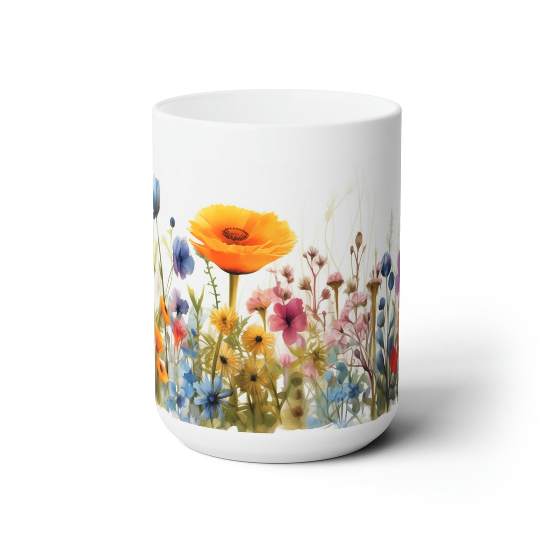 Wildflower Coffee Mug | Vibrant Flowers Design | Gardener Gift | Gift ...
