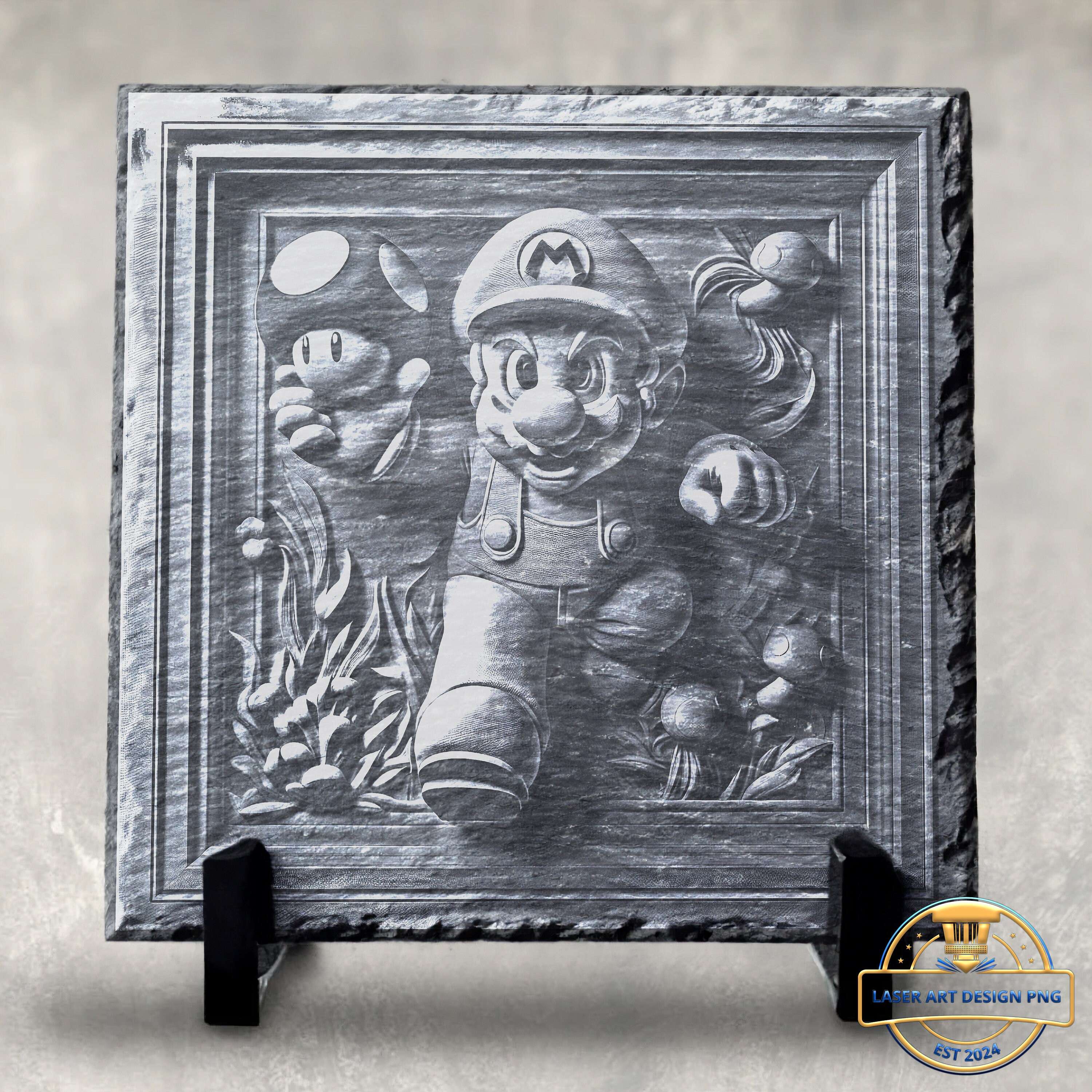 3D Illusion Wood Carving | Retro Plumber Jump Pose | Laser Engraving ...