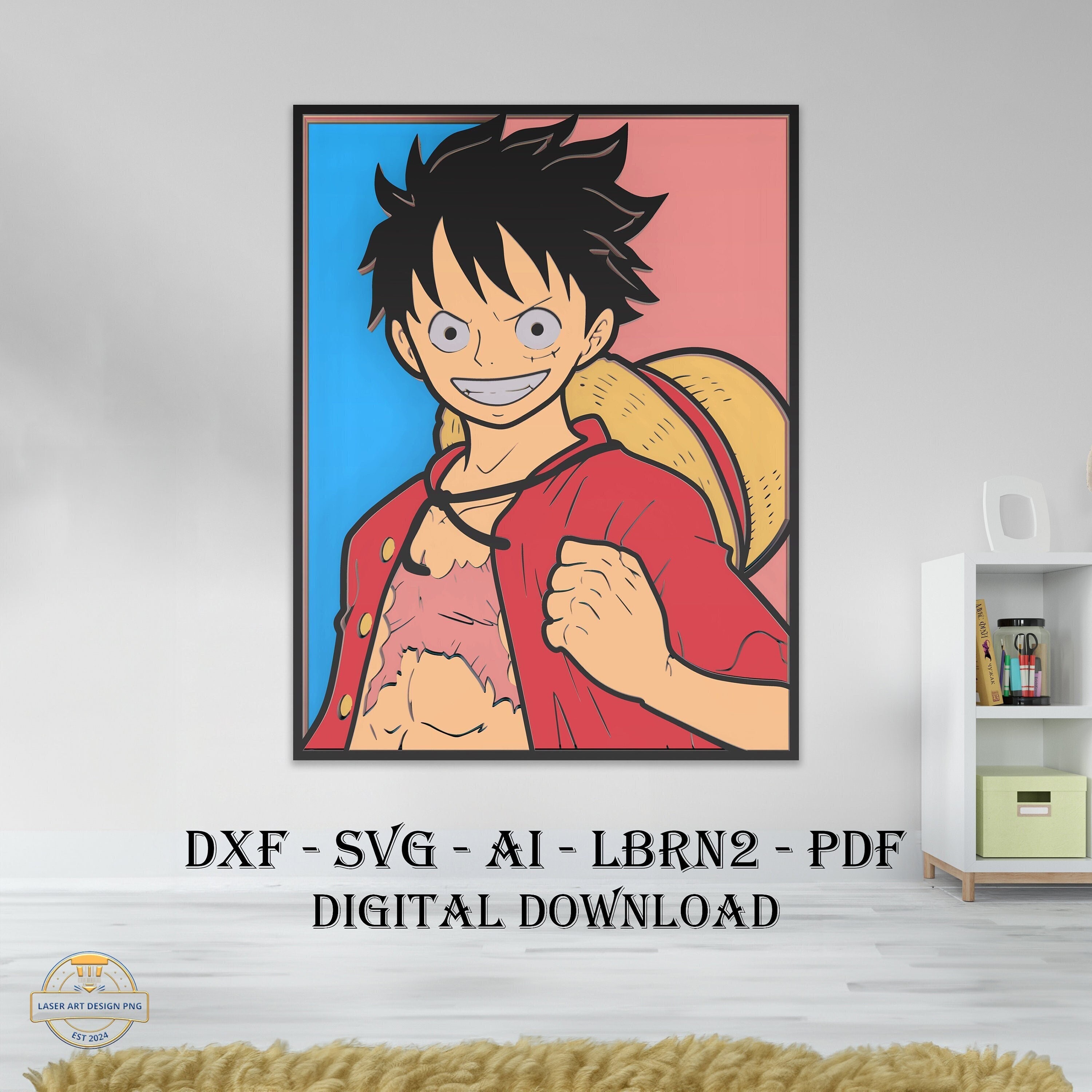 Anime Character Layered 3D Wall Frame Laser Cut Template Cricut Cartoon ...