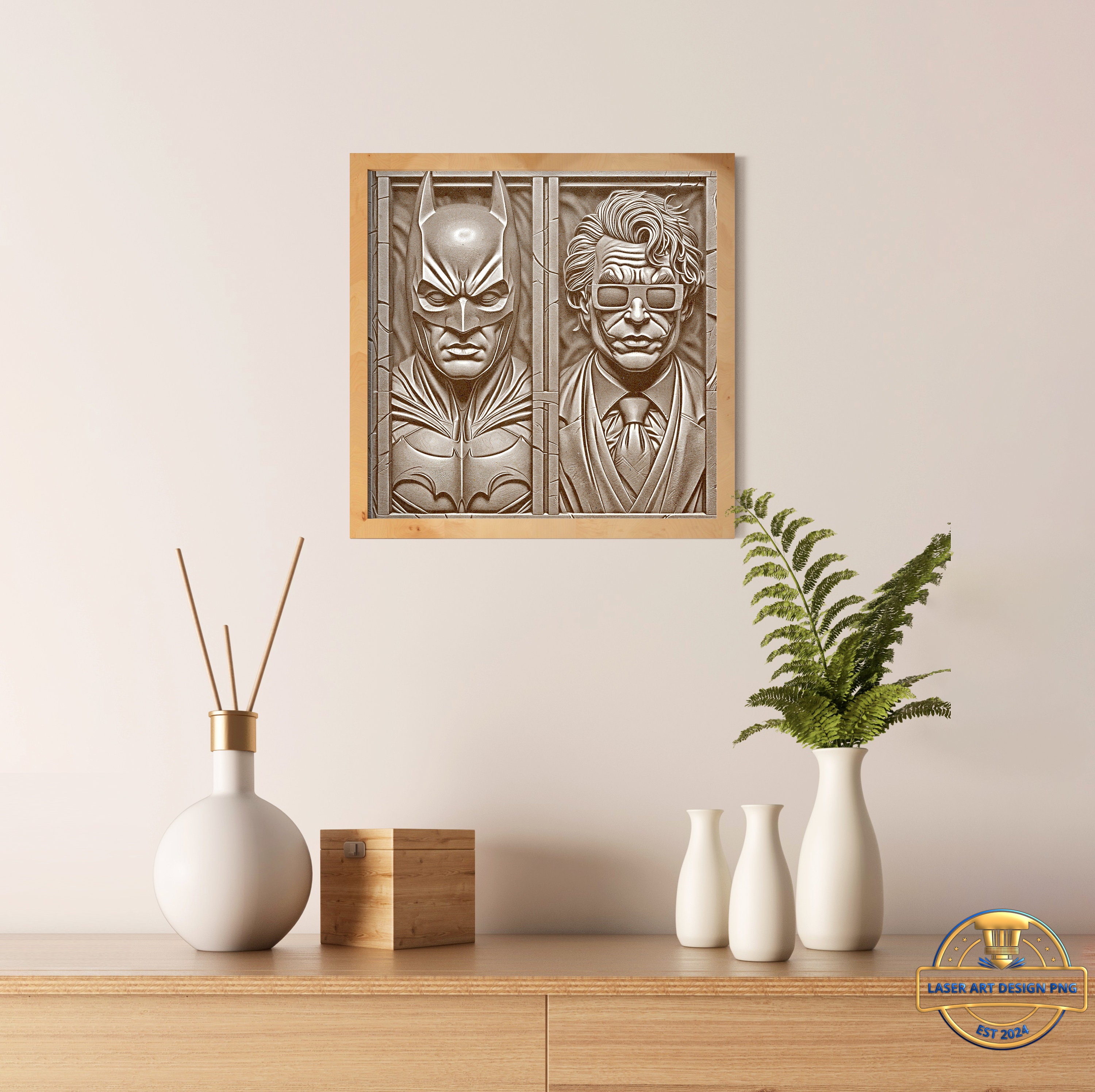 3D Illusion Wood Carving | Urban Bat Guardian & Star Sentinel | Laser ...