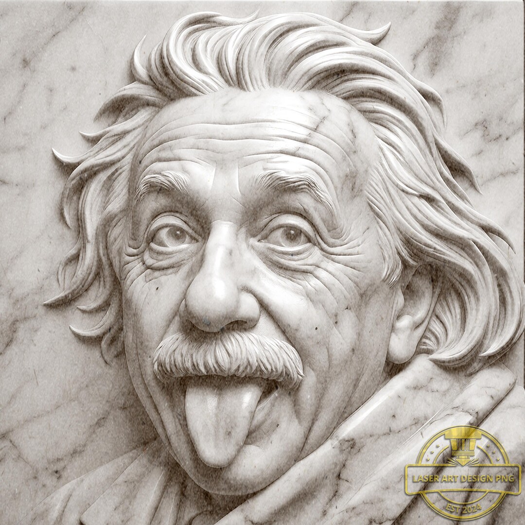 3D Illusion Wood Carving | Genius Scientist Portrait | Laser Engraving ...
