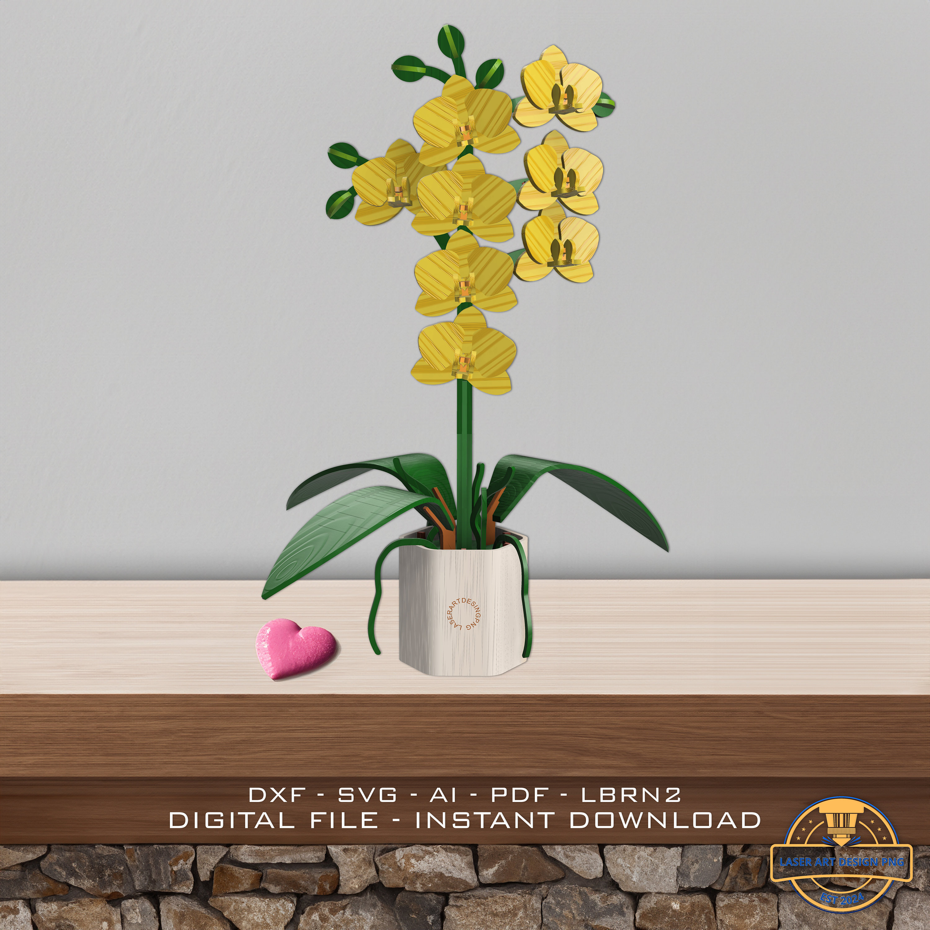 Diy Wooden Orchid, 3D Puzzle, Wood Flower Gift for Her, Home Decor ...