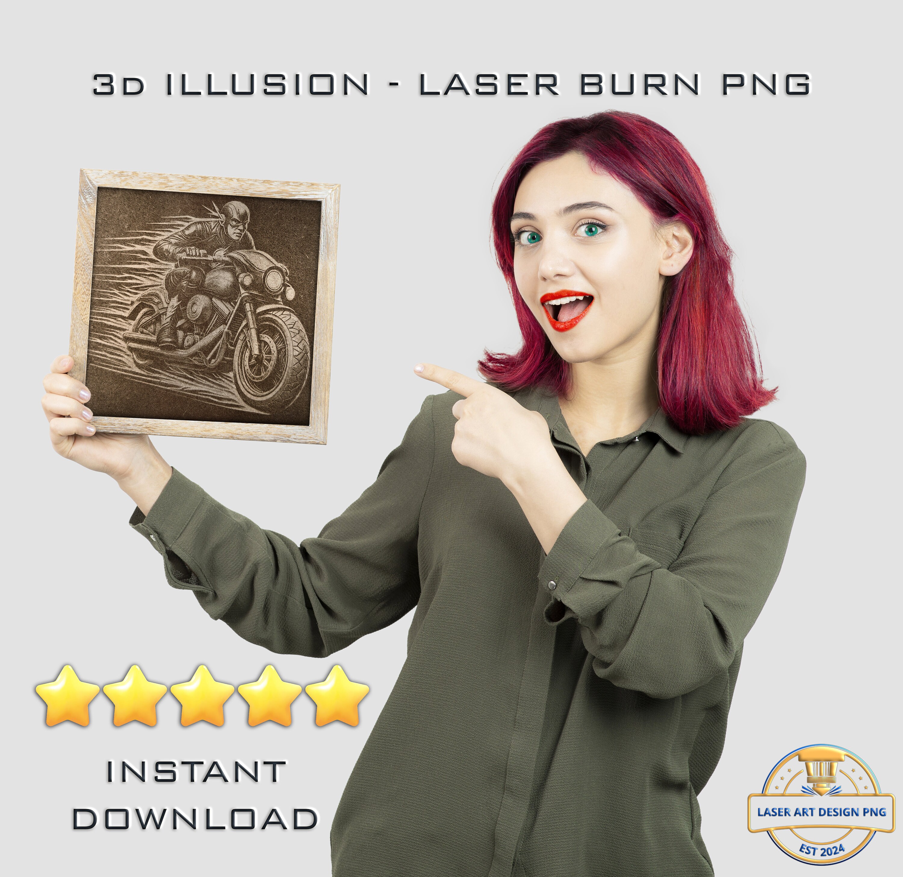 Laser Burn PNG 3D Illusion Engrave Laser Ready Lightburn File Digital ...