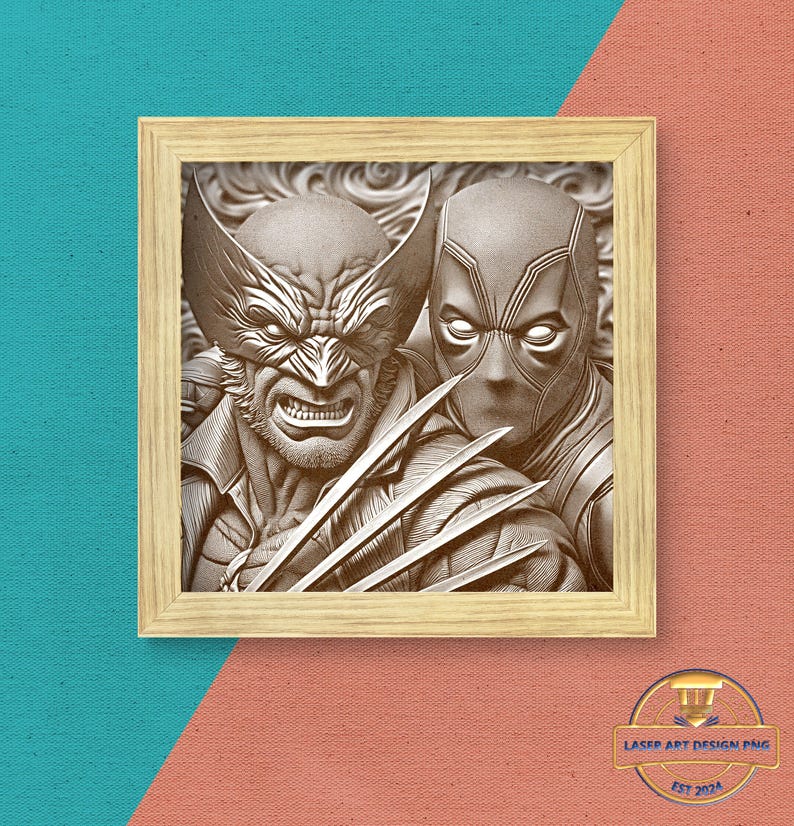 3D Illusion Wood Carving | Clawed Hunter & Masked Rebel | Laser ...