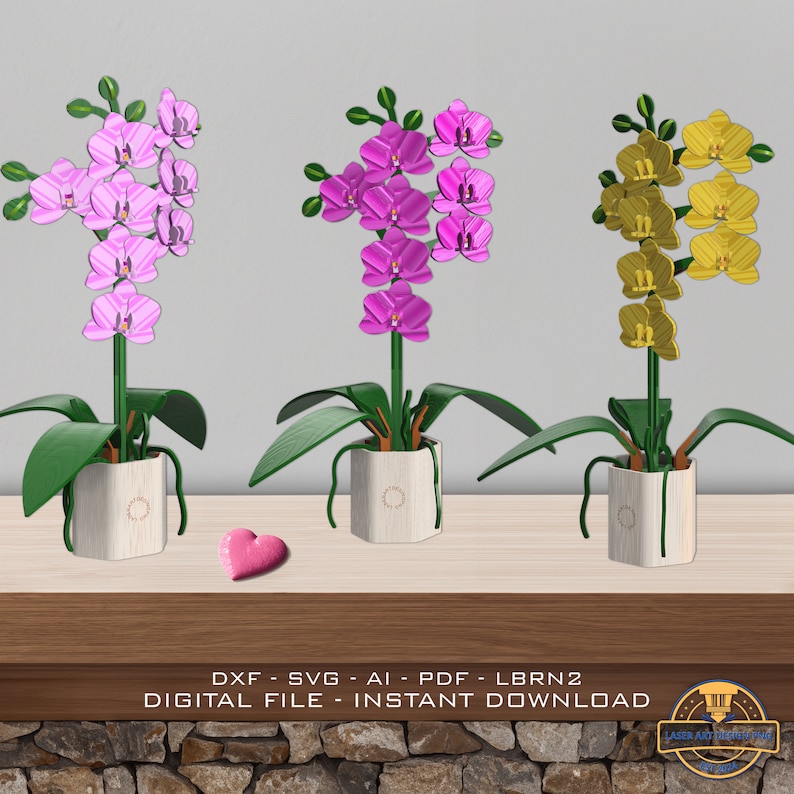 Diy Wooden Orchid, 3D Puzzle, Wood Flower Gift for Her, Home Decor ...