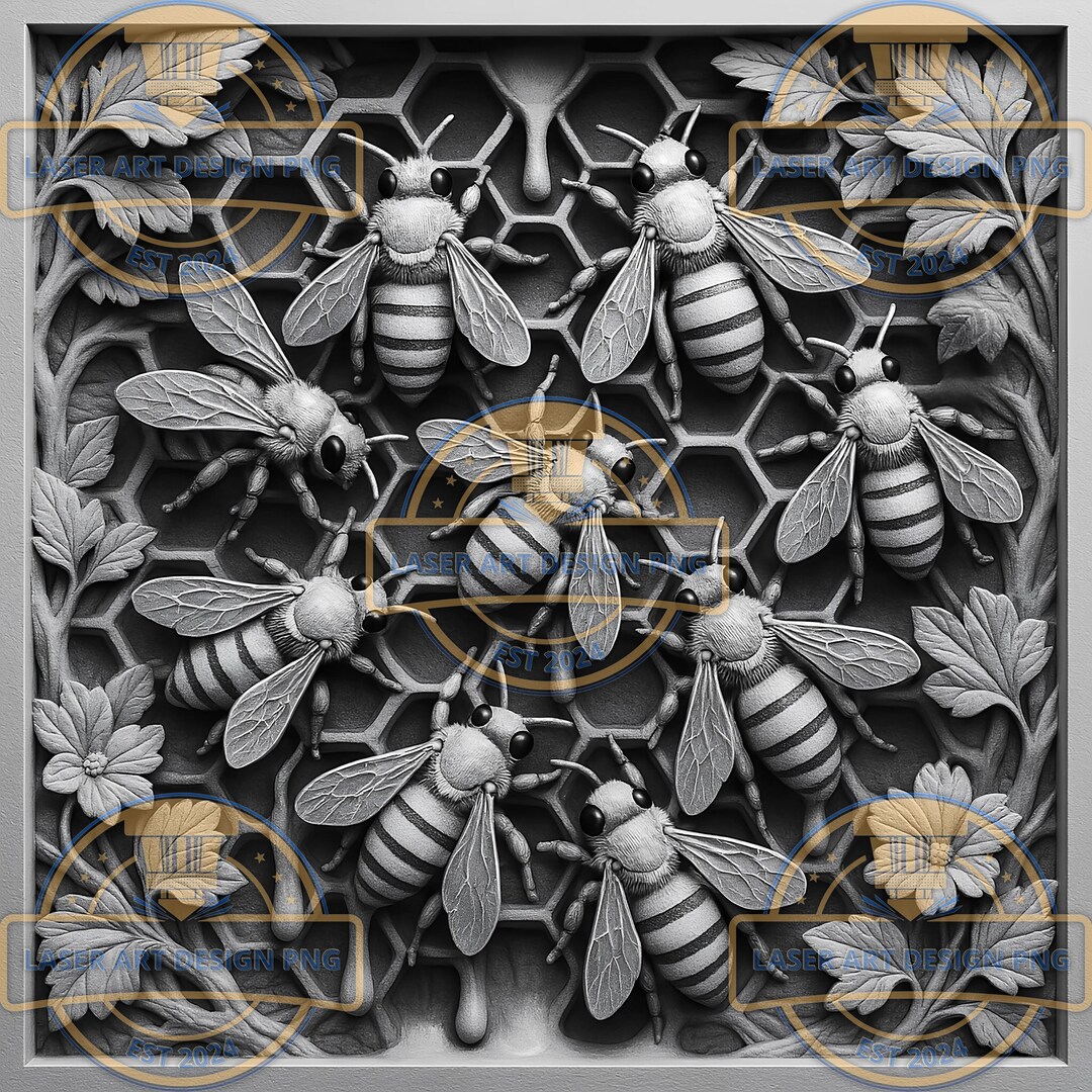 3D Bee Illusion Laser Engrave PNG File (digital Download) - Etsy