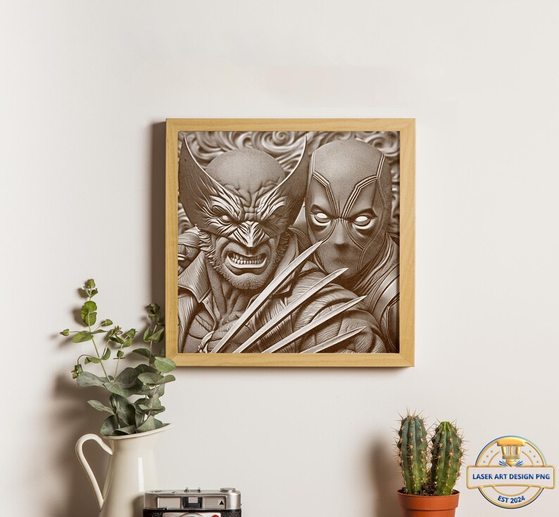 3D Illusion Wood Carving | Clawed Hunter & Masked Rebel | Laser ...