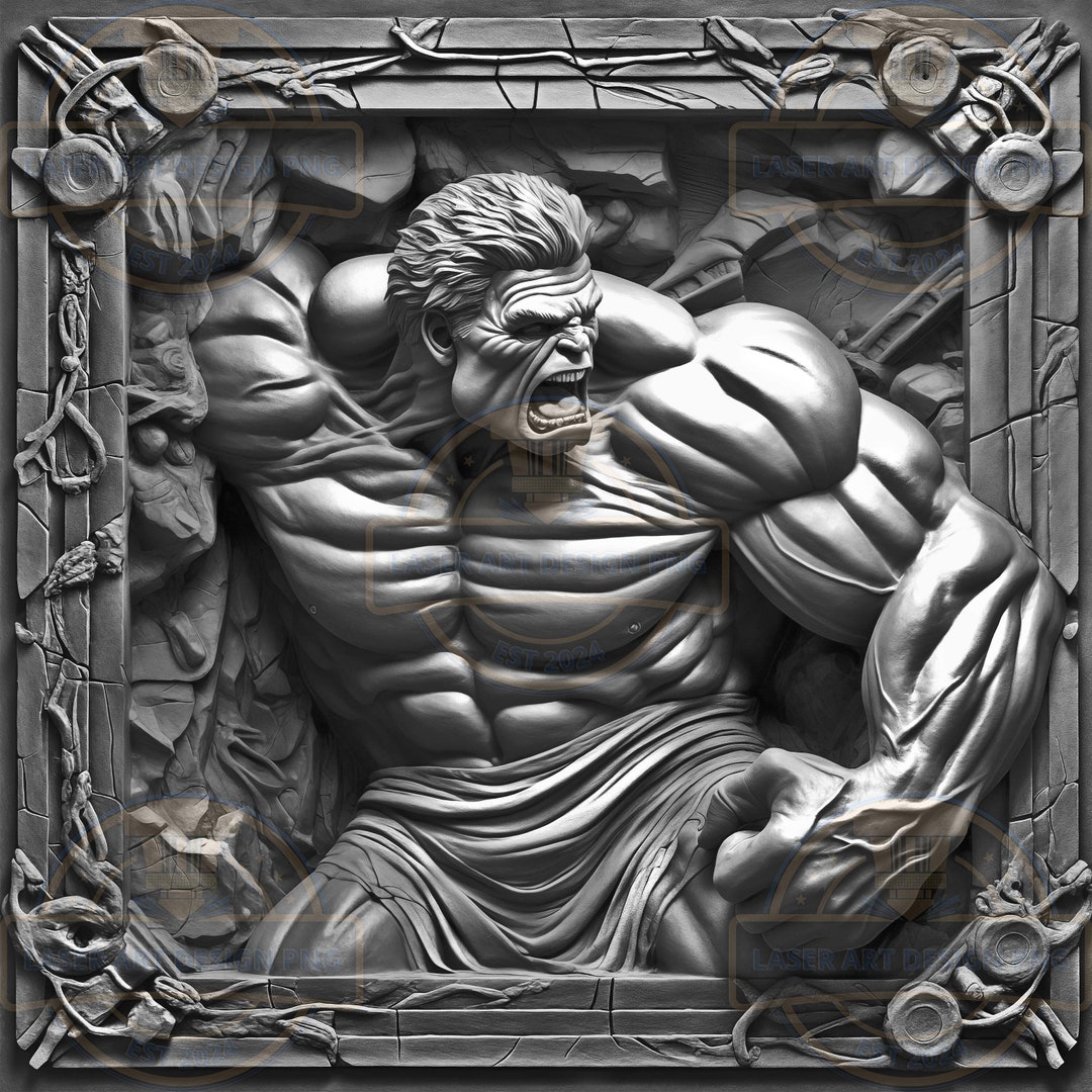 3D Illusion Wood Carving | Gamma Smash Goliath | Laser Engraving PNG - Etsy