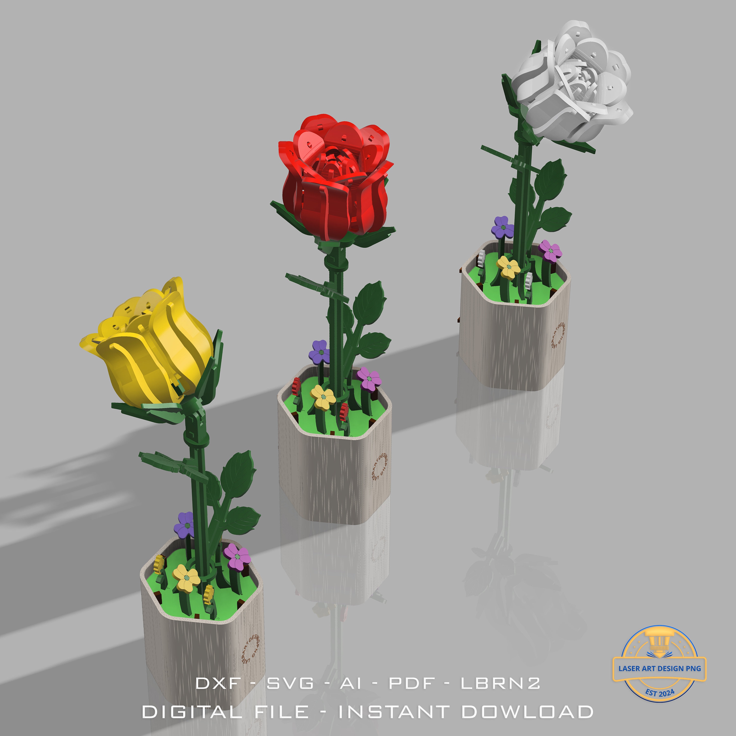 Diy Wooden Rose, 3D Puzzle, Wood Flower Gift for Her, Home Decor, Laser ...