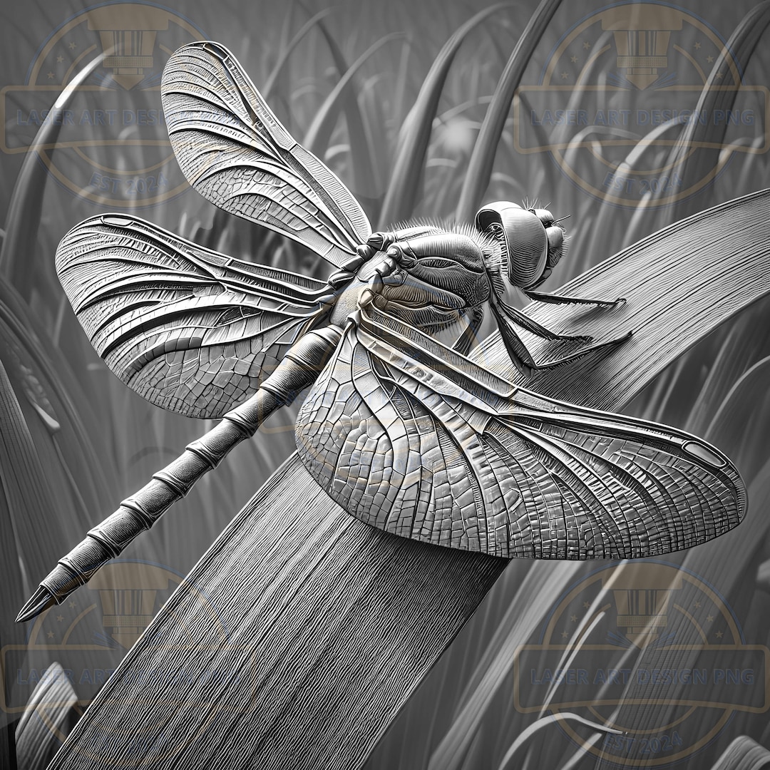 Dragonfly 3D Laser Engraving PNG: Slate Coaster & Wall Art (digital ...
