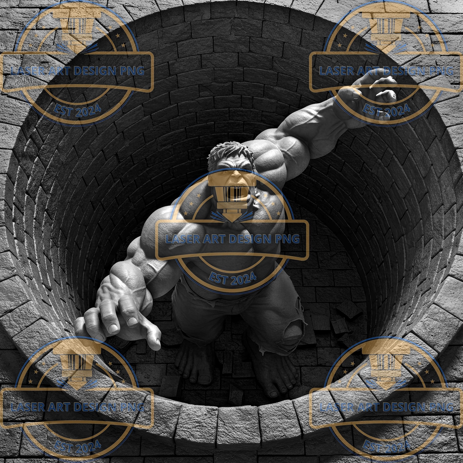 3D Wall-break Engraving PNG | Laser Engraving File | High-resolution ...