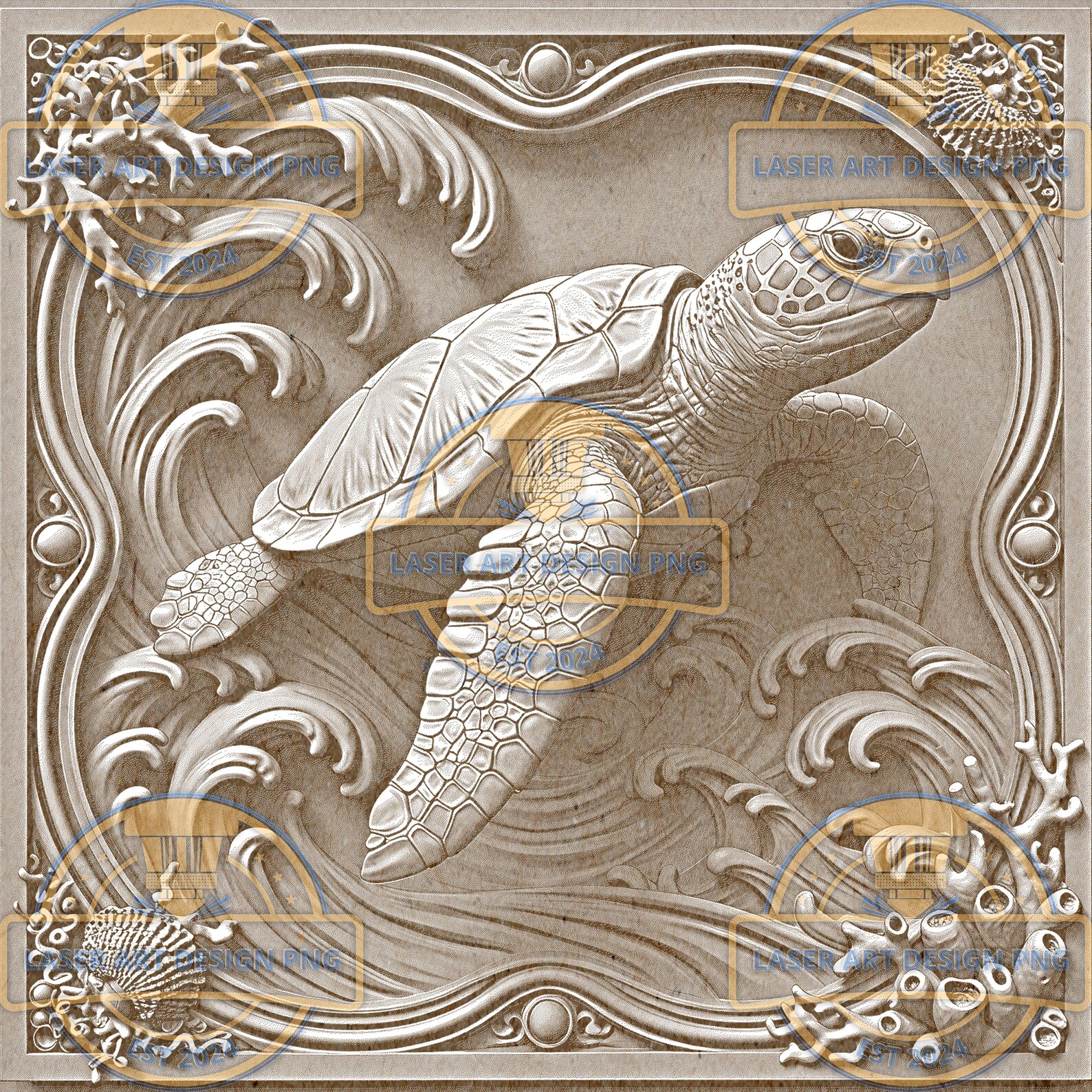 3D Turtle Illusion - Laser Engraving PNG File - Wood Carving - Etsy