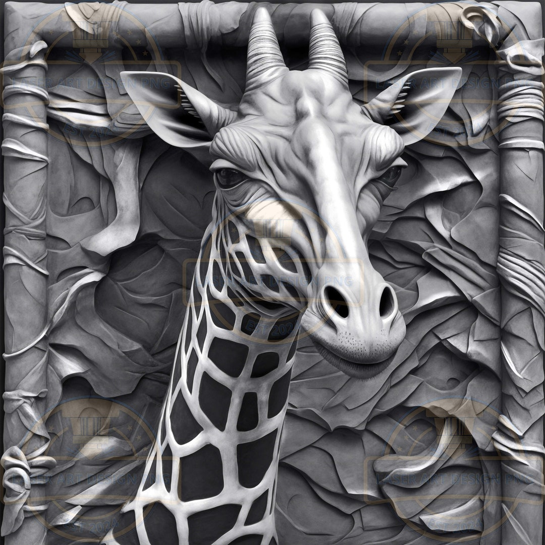 3D Giraffe Illusion - Laser Engrave PNG File - Wall Art (digital ...