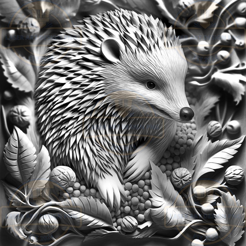 3D Hedgehog Laser Engraving File: Illusion Art PNG (digital Download ...