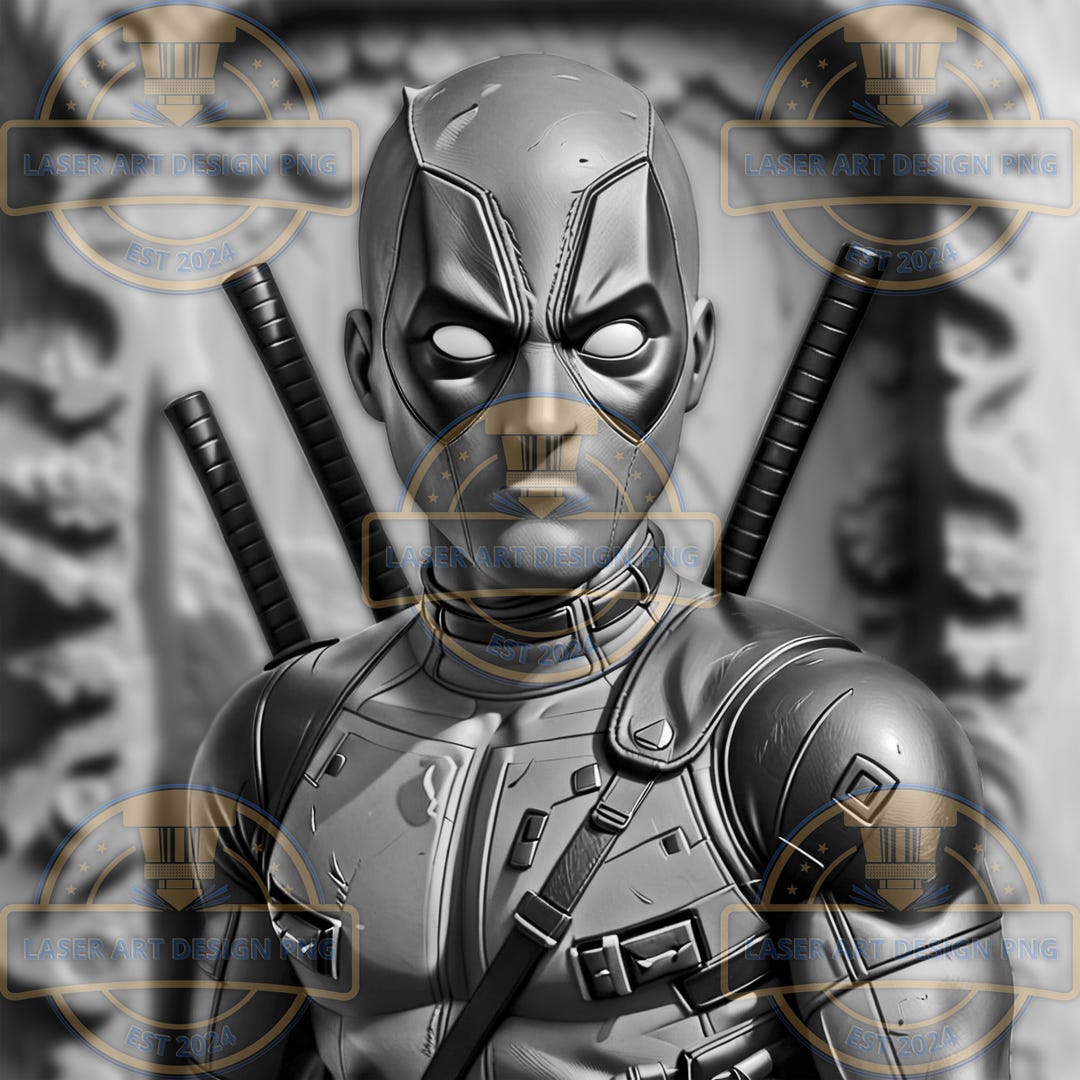 3D Illusion Wood Carving | Red Mask Mercenary | Laser Engraving PNG - Etsy