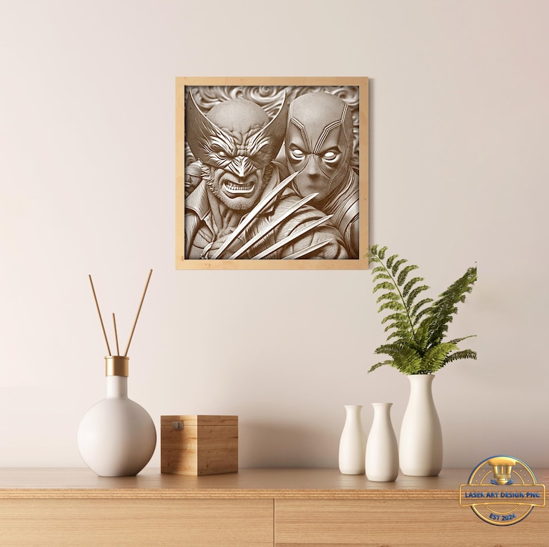3D Illusion Wood Carving | Clawed Hunter & Masked Rebel | Laser ...