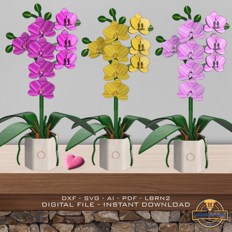 Diy Wooden Orchid, 3D Puzzle, Wood Flower Gift for Her, Home Decor ...