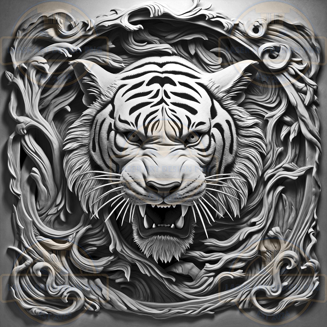 3D Tiger Illusion Laser Engrave PNG File - Wall Art (digital Download ...