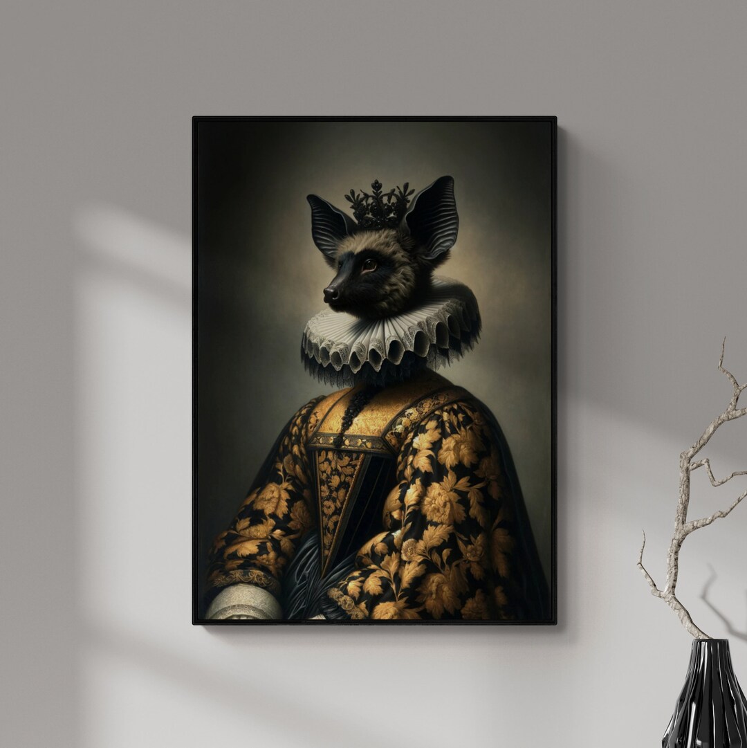Vintage Victorian Bat Monarch Portrait Regal Anthropomorphic Bat Wall ...