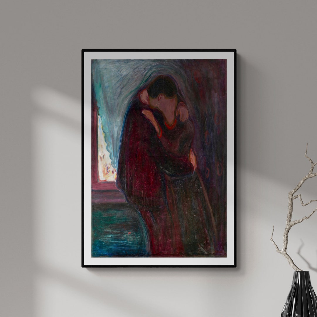 Edvard Munch the Kiss 1897 Intimate Embrace Art Print, Symbolic Love ...