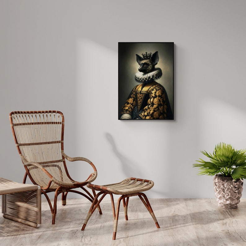 Vintage Victorian Bat Monarch Portrait Regal Anthropomorphic Bat Wall ...