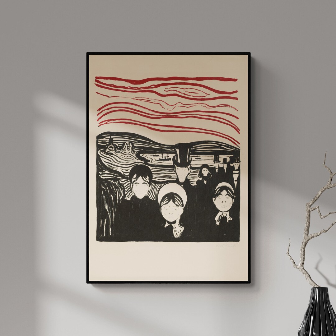 Edvard Munch Anxiety 'angst' 1896 Striking Expressionist Woodcut ...