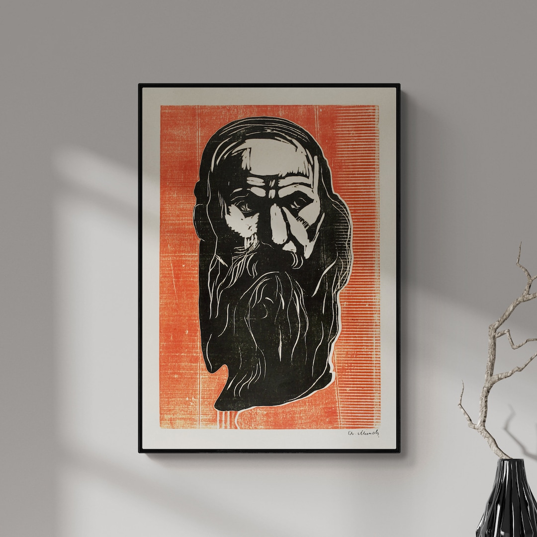 Edvard Munch Head of an Old Man With Beard 1902 Monochromatic ...