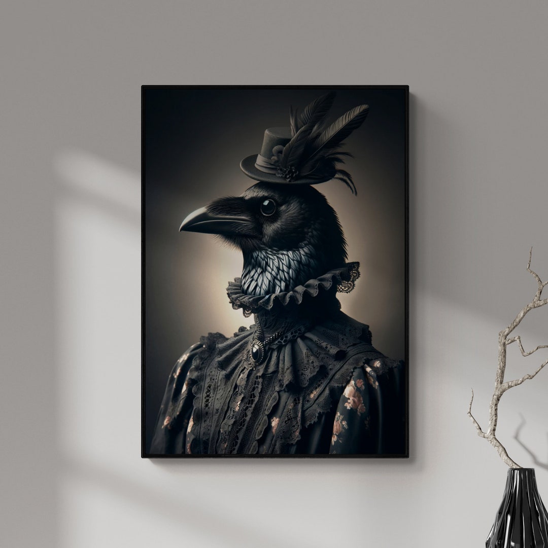 Vintage Raven in Victorian Attire Sophisticated Anthropomorphic Bird ...