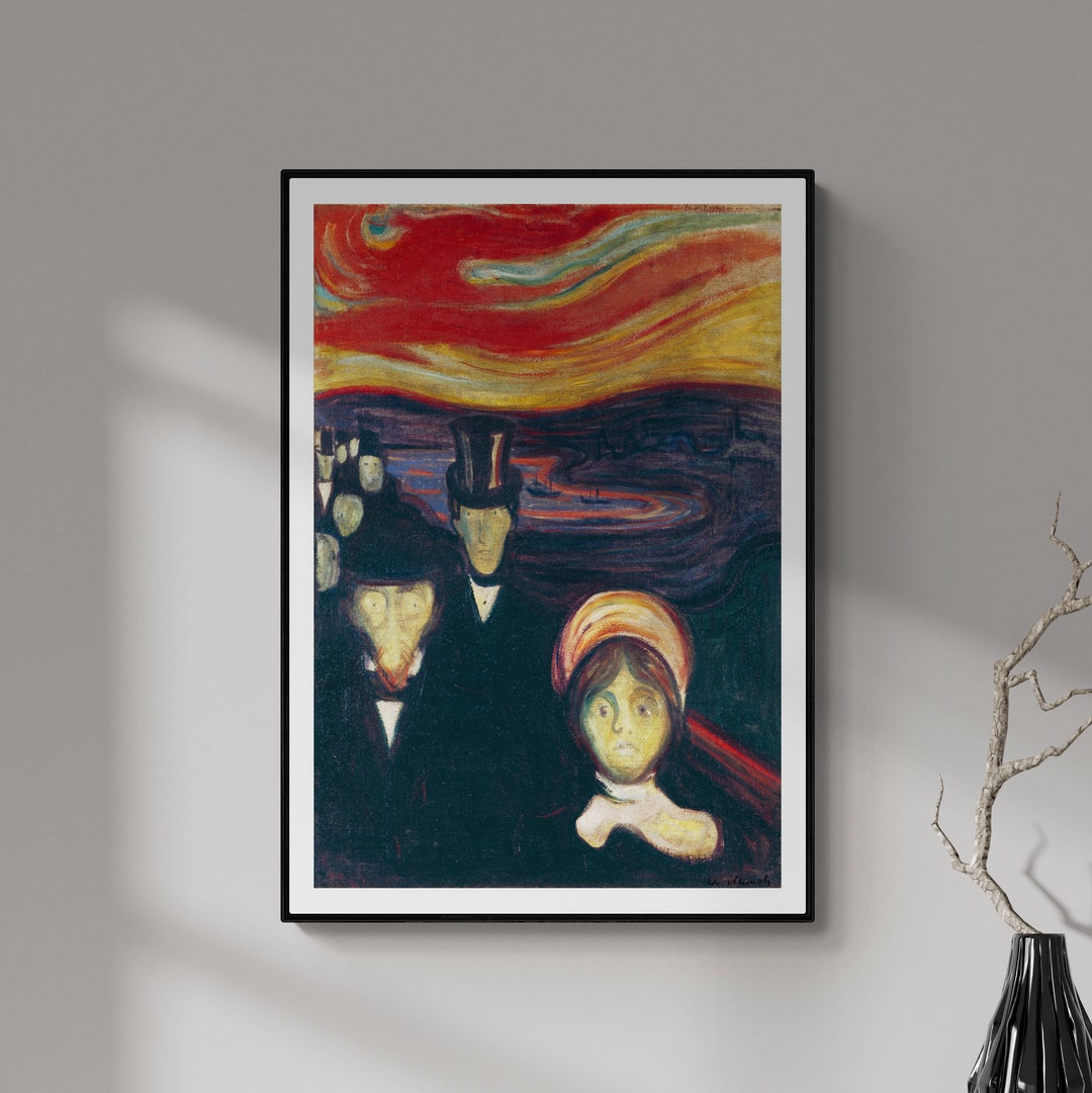 Edvard Munch Anxiety 1894 Vintage Expressionist Artwork, Emotional ...