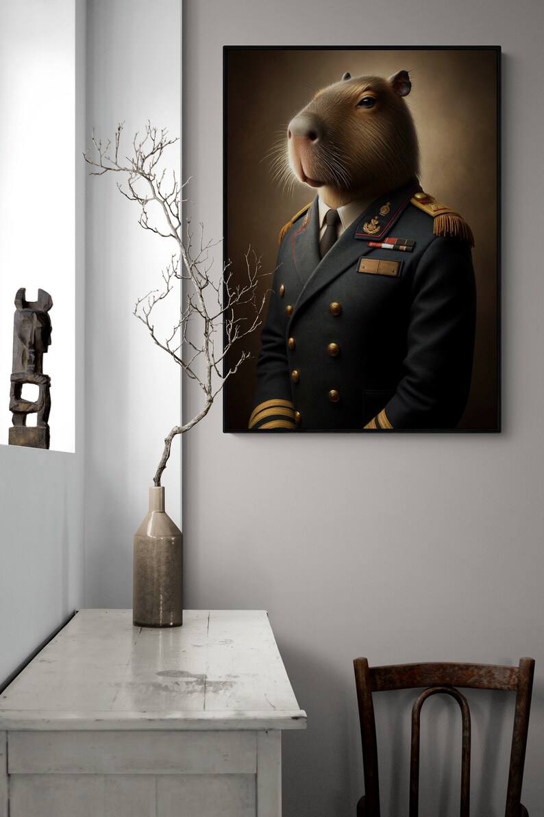 Victorian General Capybara Portrait Vintage Style Anthropomorphic ...