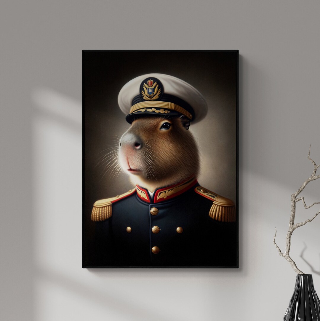 Vintage Victorian Capybara Commander Unique Anthropomorphic Wall Art ...