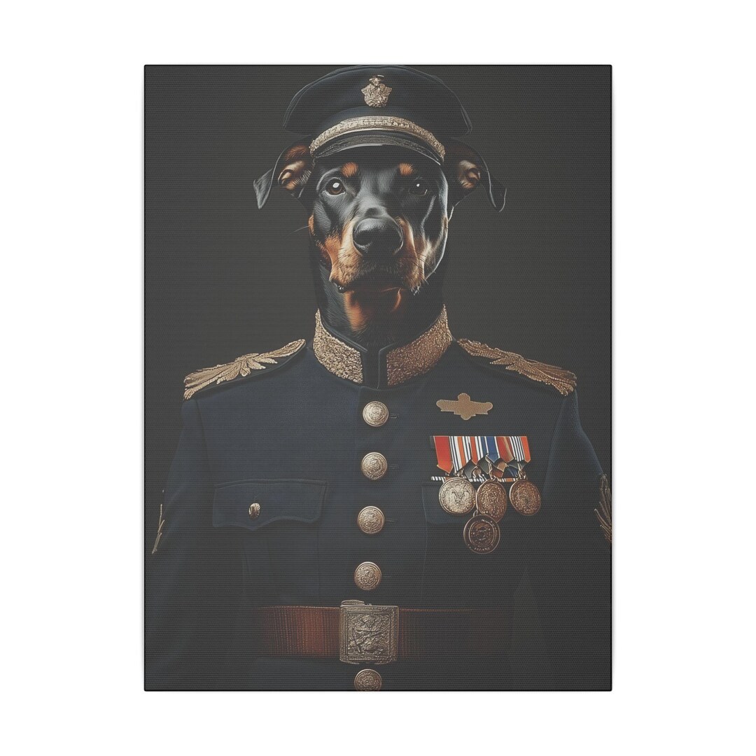 Doberman Pinscher Military Wall Art Patriotic Dog Décor for Army, Air ...