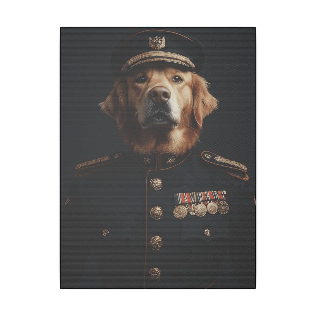 Golden Retriever Military Wall Art Patriotic Dog Décor for Army, Air ...