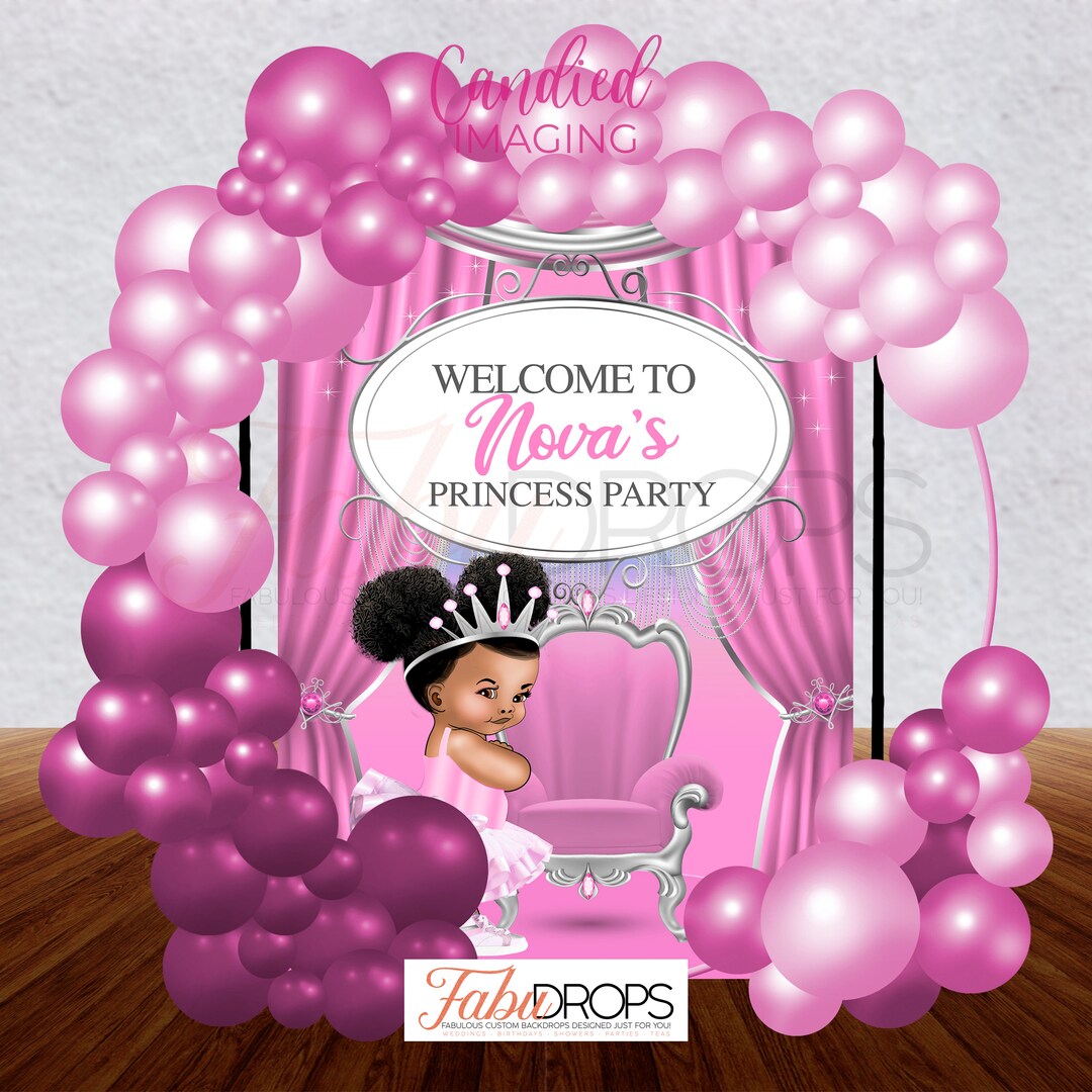 Princess Party Backdrop Digital File Color Changeable CUSTOMIZABLE - Etsy