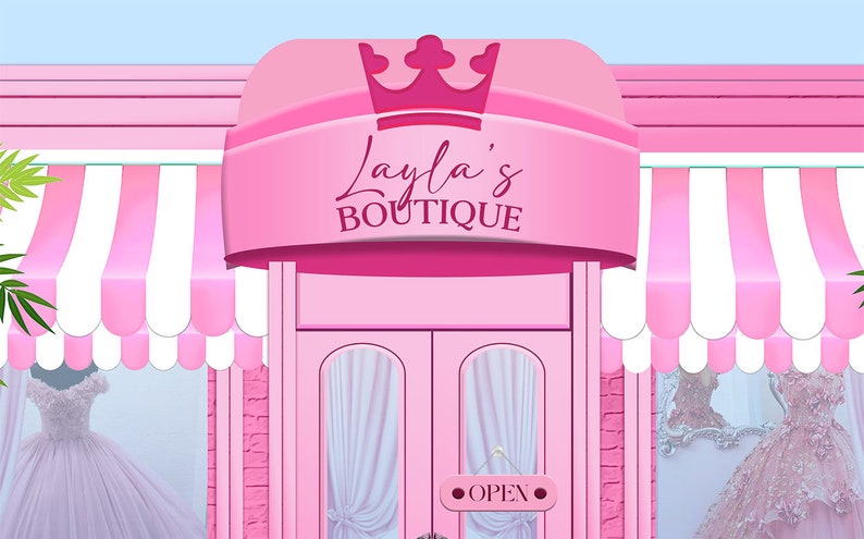 Pink Boutique Storefront Shop Backdrop Digital File CUSTOMIZABLE - Etsy