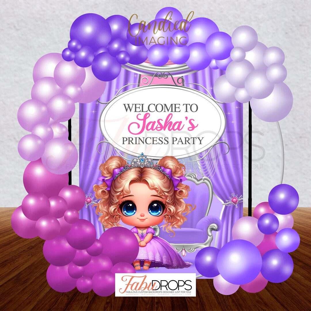 Princess Party Backdrop Digital File Color Changeable CUSTOMIZABLE - Etsy
