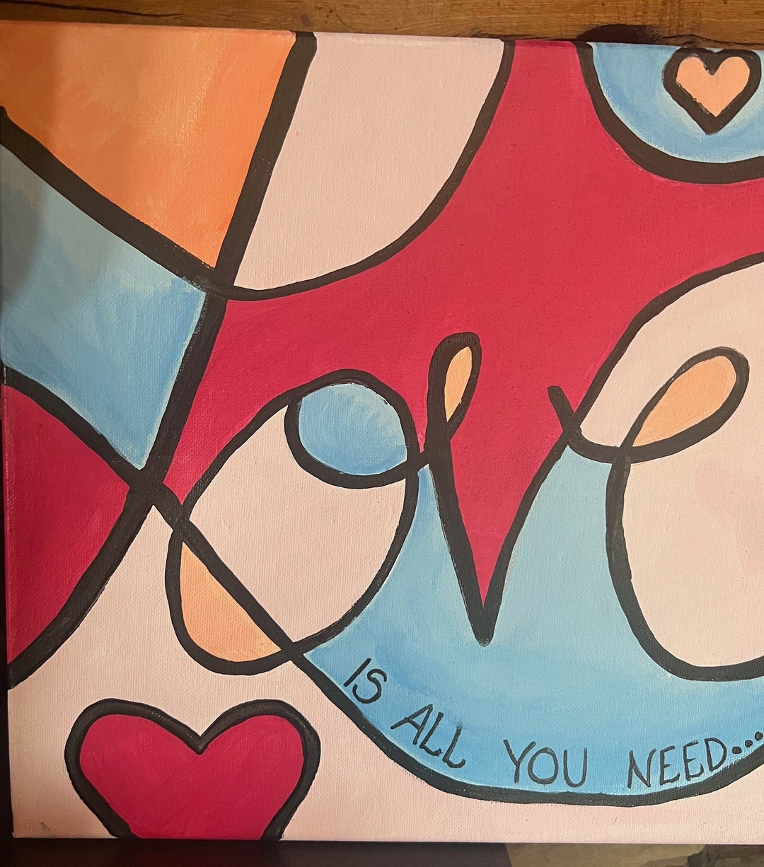 Hand-painted love is All You Need Canvas - Etsy