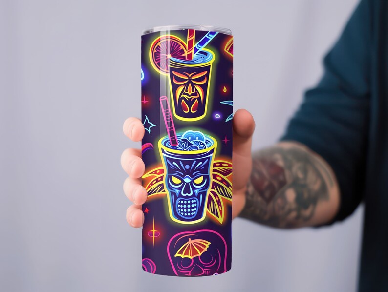 Tiki 20oz Skinny Tumbler Sublimation PNG Digital Download Print Tiki ...