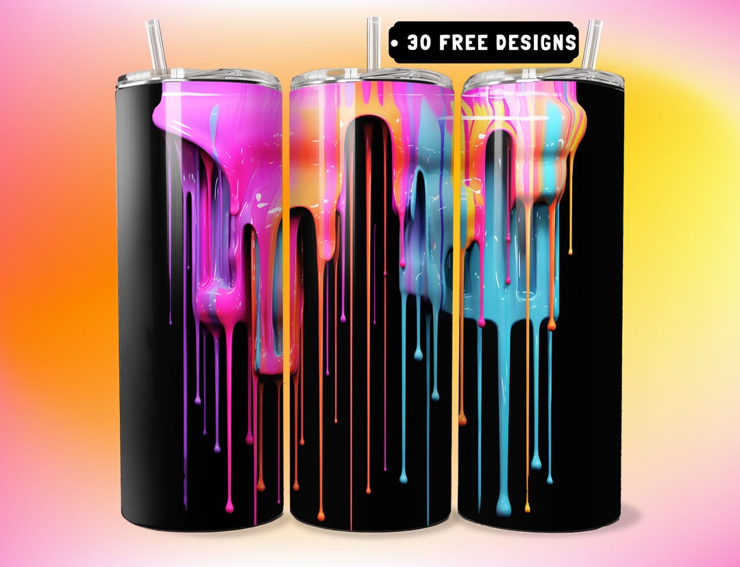 Paint Drip 20oz Tumbler Skinny Design Sublimation PNG Digital Download ...